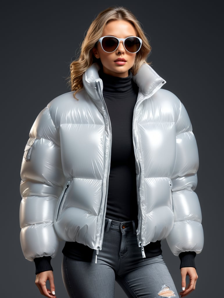 Premium Free ai Images | inflatable white minimalist womens puffer ...