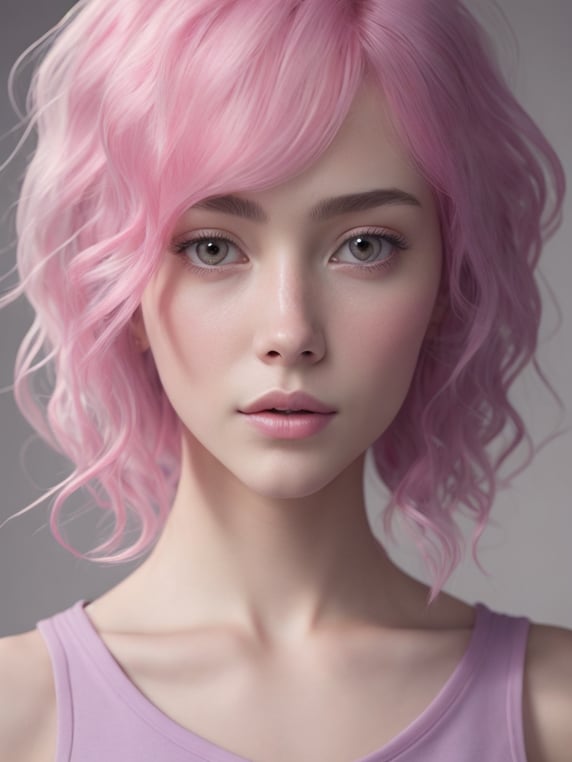 Premium Free ai Images | digital painting of girl with pink hair ...