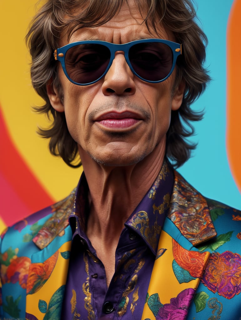 Premium Free ai Images | mick jagger wearing brightly patterned jacket ...