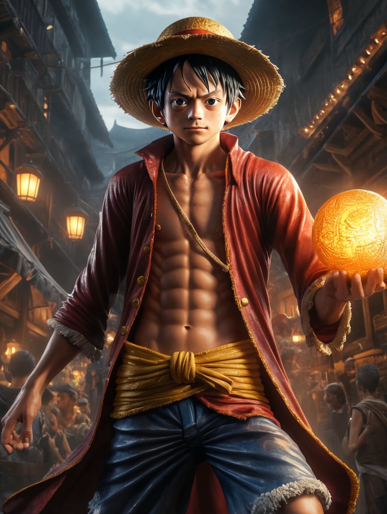 Premium Free ai Images | one piece luffy young with morning light