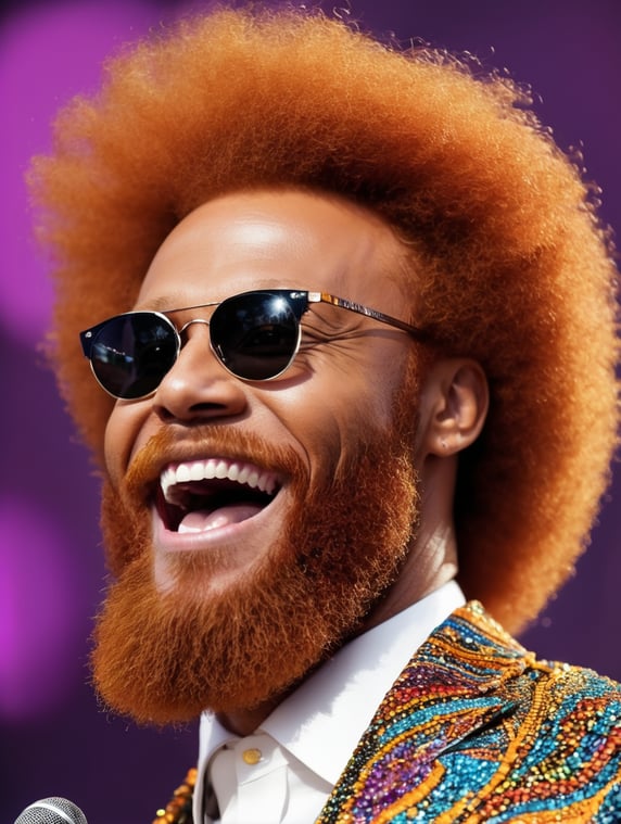 Premium Free ai Images | soul music and motown afro ginger beard happy ...