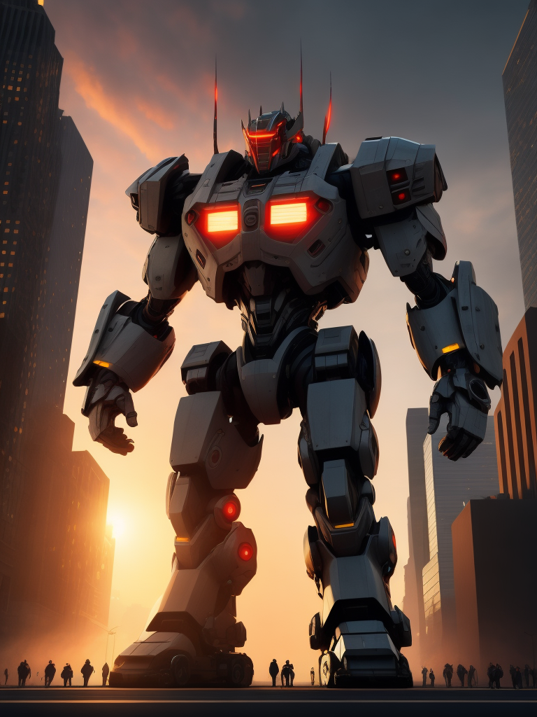 Premium Free ai Images | giant mecha robot made of architectural ...