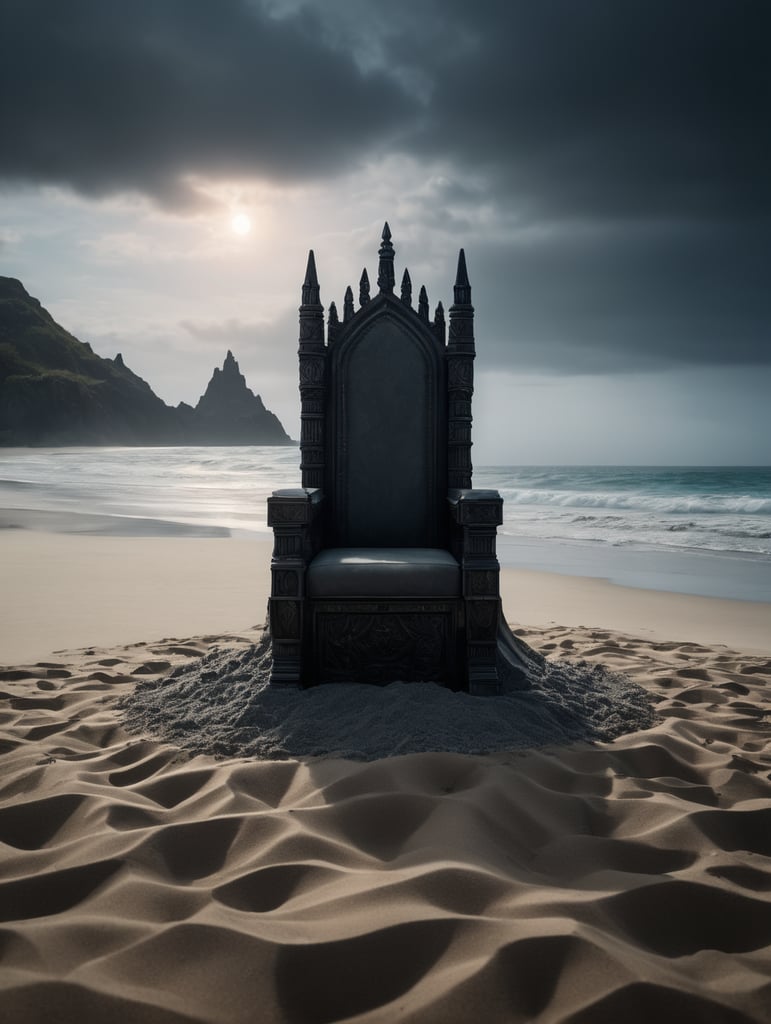 Premium Free ai Images | empty gothic throne standing in sand highgly ...