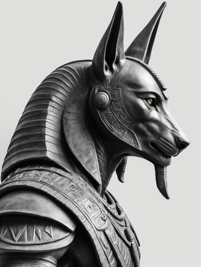 Premium Free ai Images | anubis statue side view long nose upper body ...