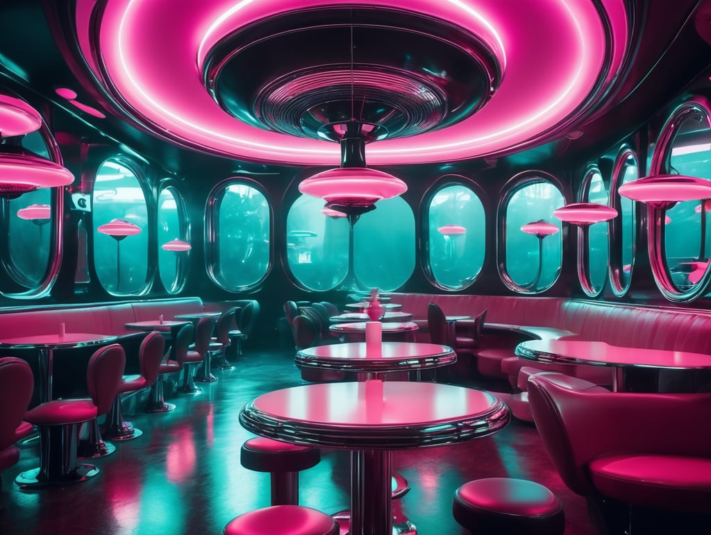 Premium Free ai Images | futuristic interior of ufo cafe alien interior ...