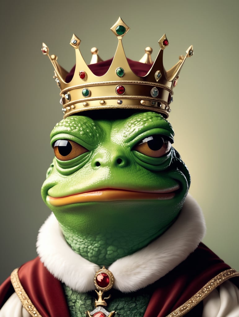 Premium Free ai Images | pepe the frog with king clothes and crown