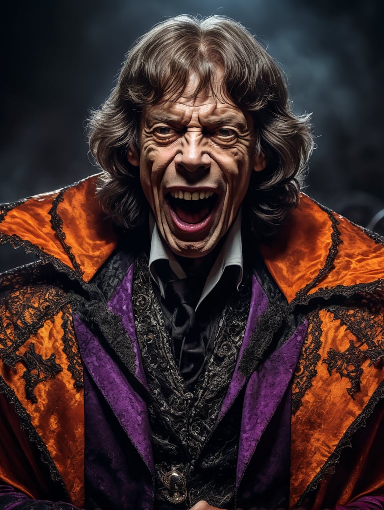 Premium Free ai Images | mick jagger as creepy evil character wearing ...