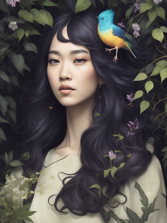 Premium Free ai Images | beautiful cute front portrait korean ninfa big ...