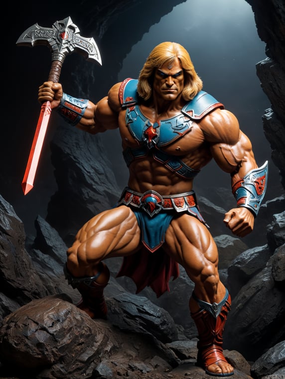 Premium Free ai Images | create he man action figure in dramatic ...