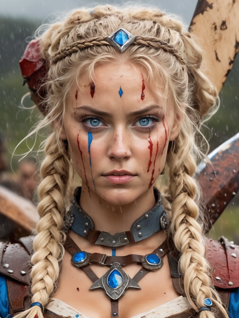 Premium Free ai Images | epic portrait harlequin viking girl loose ...