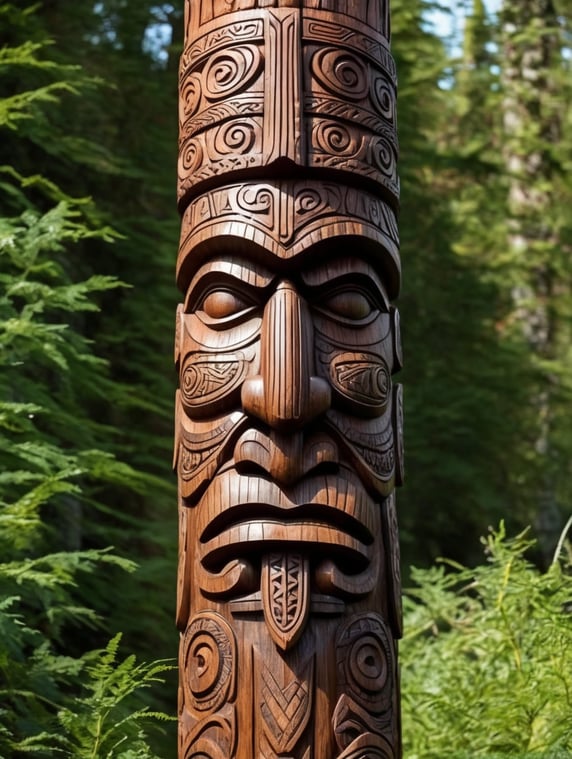 Premium Free ai Images | viking totem pole carved wood aggressive totem ...