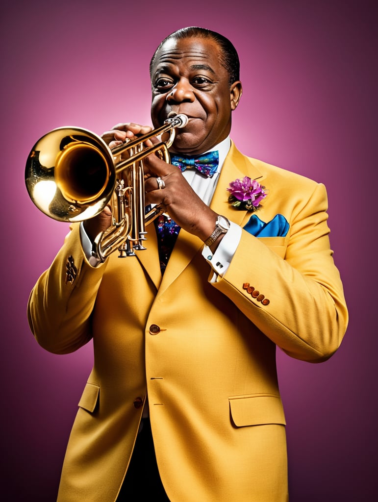 Premium Free ai Images | louis armstrong plays the trumpet dressed in ...