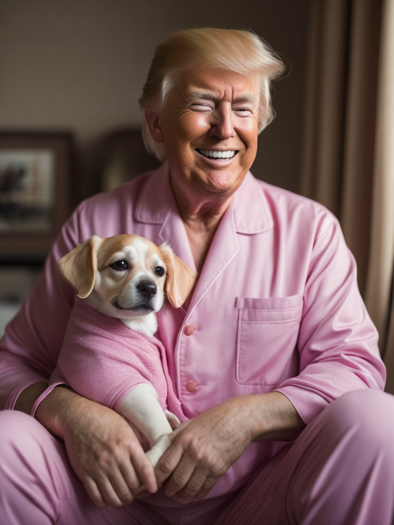 Premium Free ai Images | donald trump in pink pajamas laughing holding ...