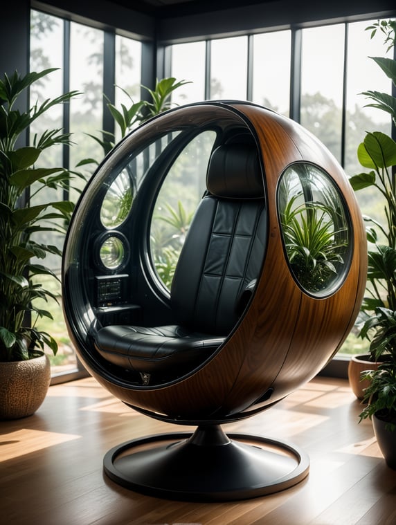 Premium Free ai Images | futuristic sci fi pod chair flat design ...