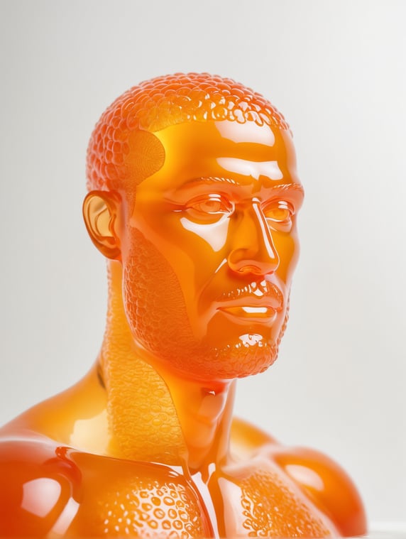 Premium Free ai Images | portrait of translucent orange man made from ...