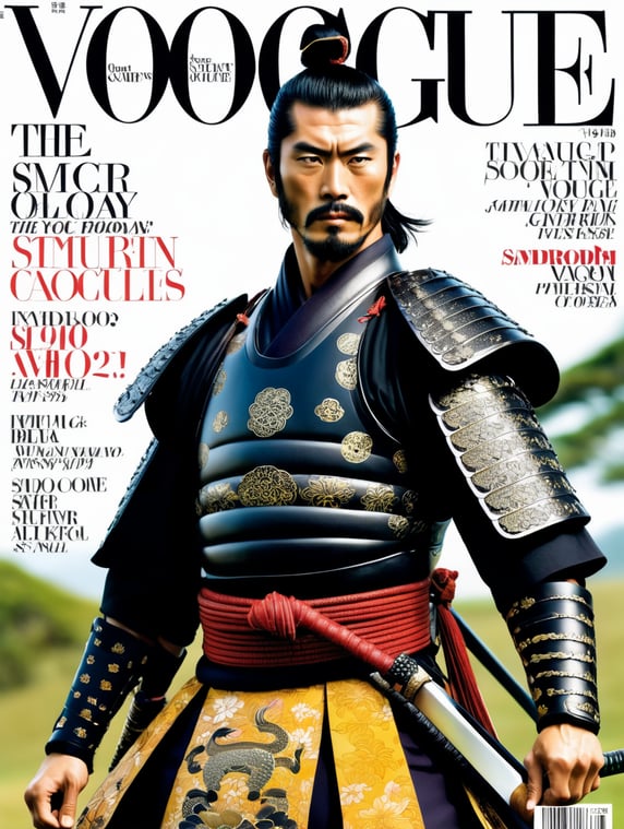 Premium Free ai Images | japanese samurai on the cover of vogue