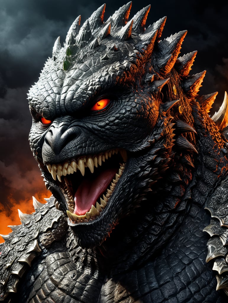 Premium Free ai Images | close up of godzilla dressed for halloween