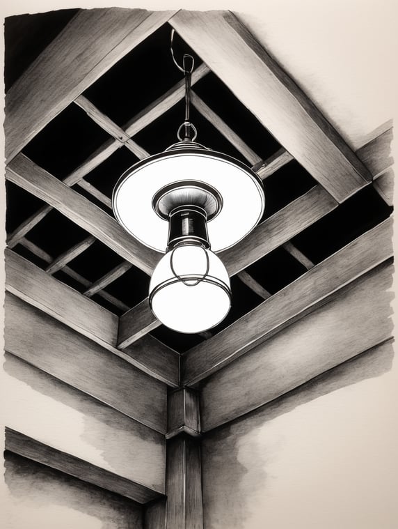 Premium Free ai Images | ink pen sketch low light low detail of lamp in ...