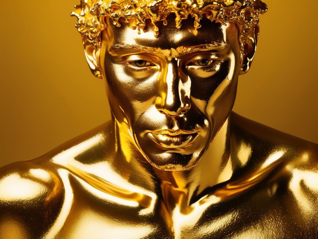 Premium Free ai Images | person made of gold melted everything gold ...