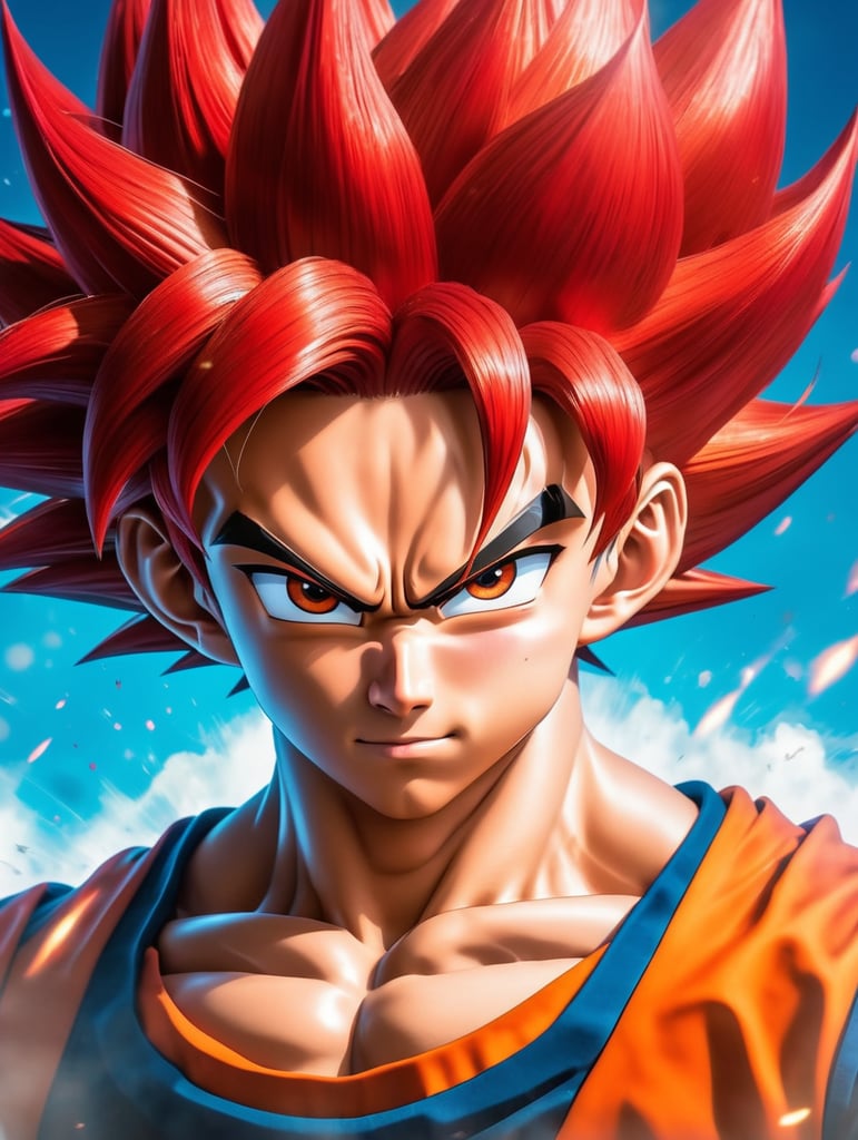 Premium Free ai Images | red hair son goku anime art style