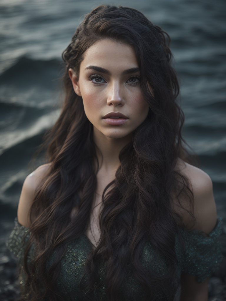 Premium Free ai Images | realistic looking full body mermaid with black ...