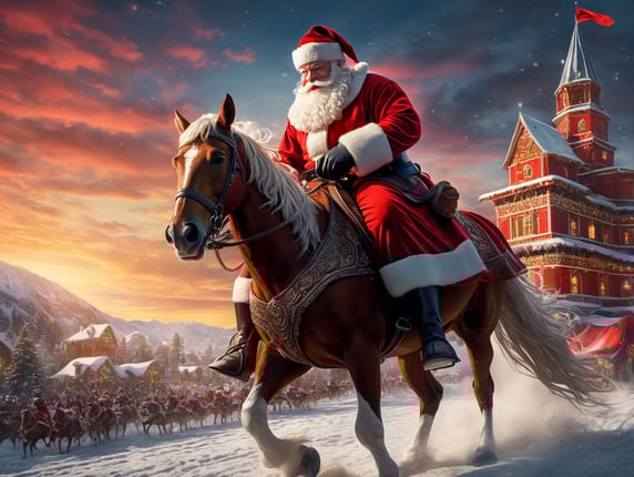 Premium Free ai Images | santa claus riding on horse red outfit ...