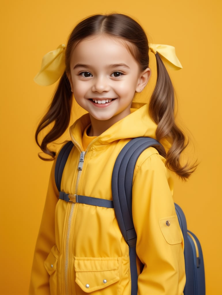 Premium Free ai Images | photo happy little girl going to travel cute ...