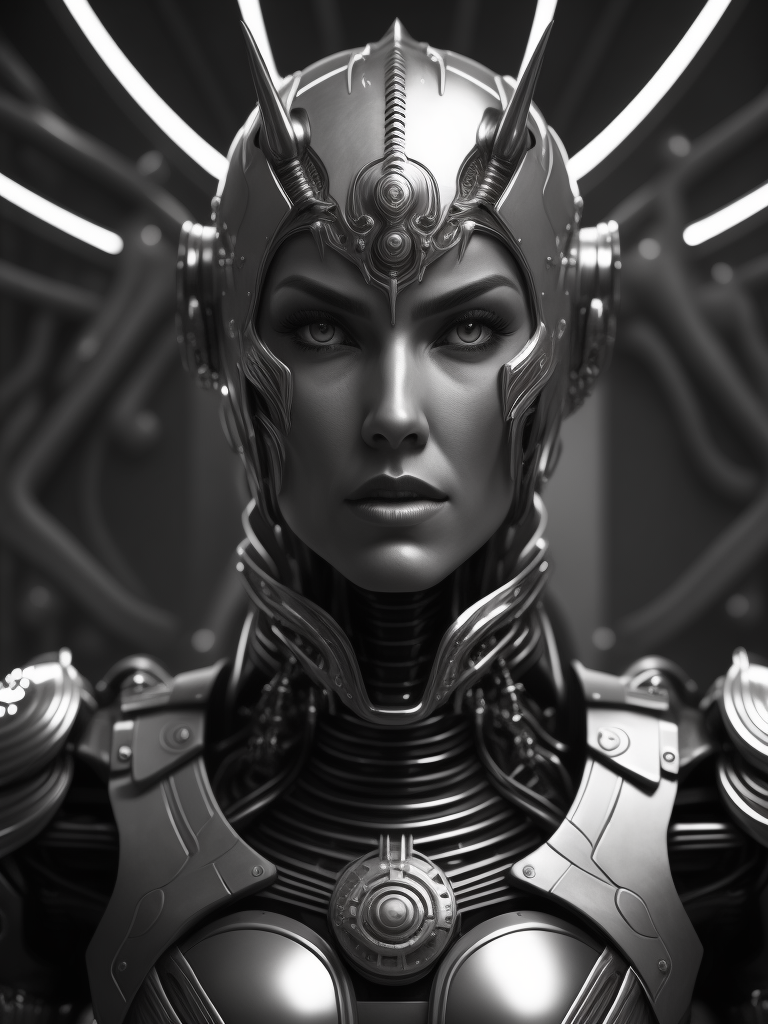 Lumenor AI Image Generation - female robot giger style black and white ...