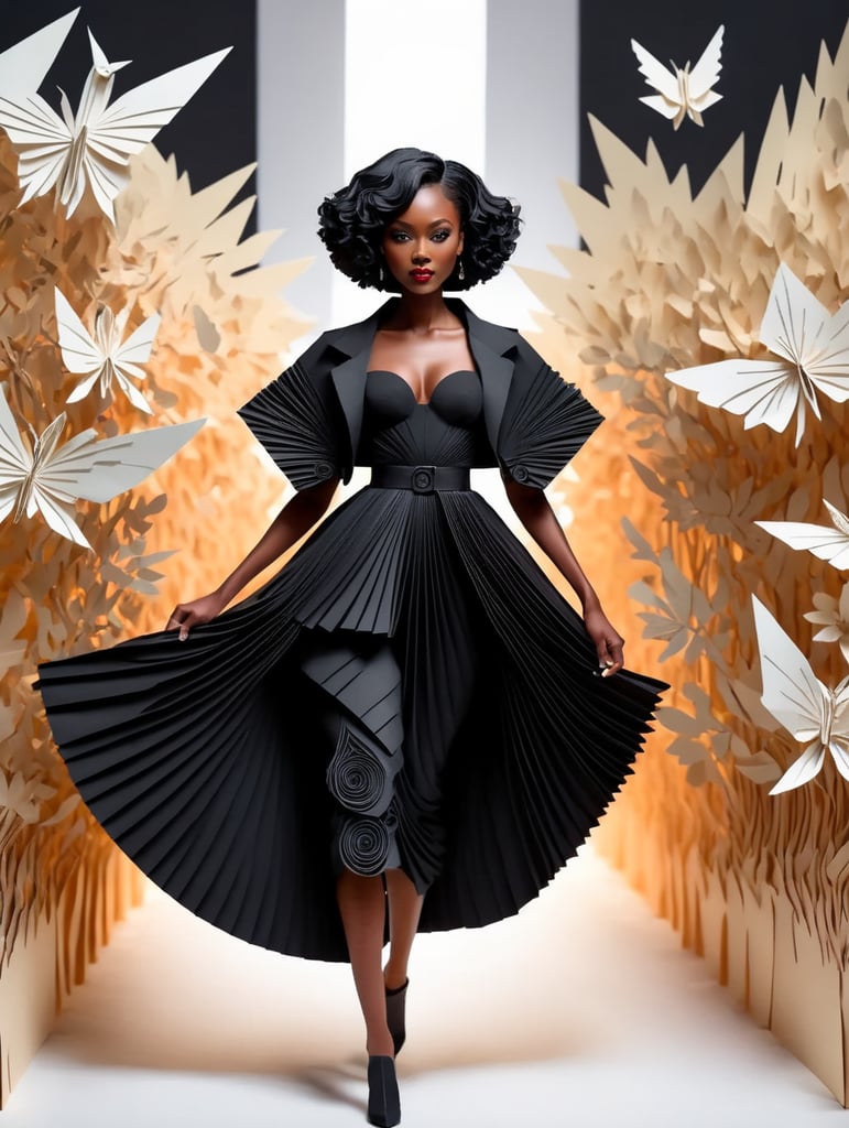 Premium Free ai Images | black woman model walking on fashion runway ...