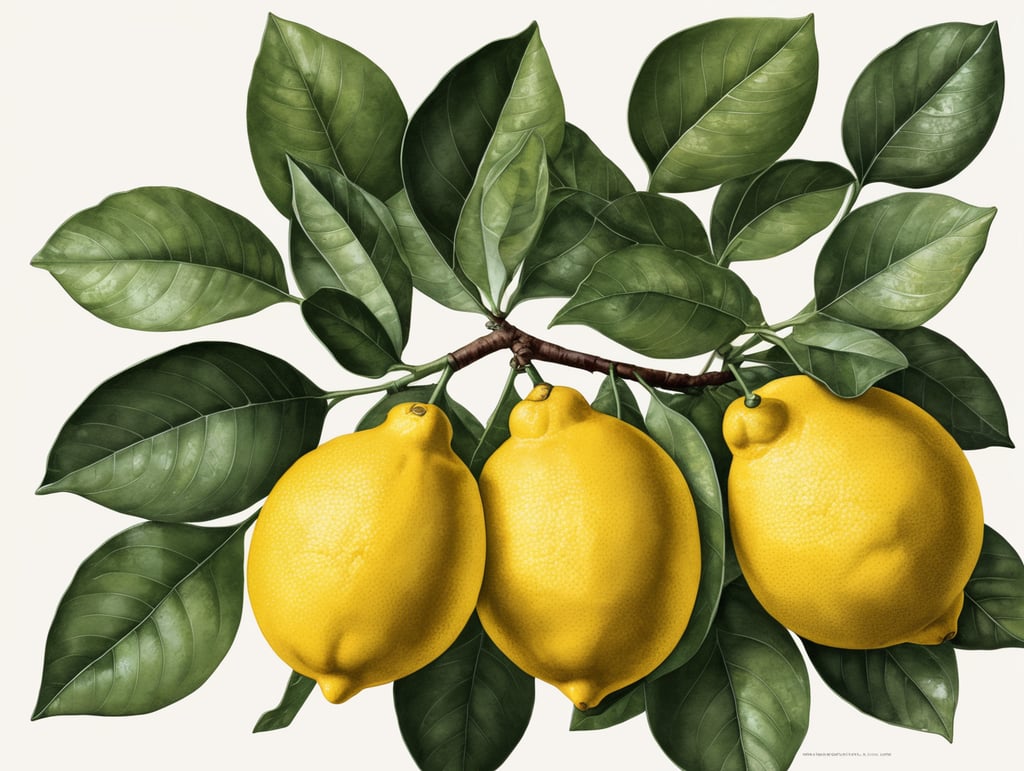 Premium Free ai Images | botanical art lemon print plant illustration ...