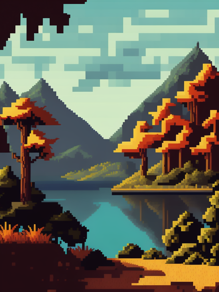 Premium Free ai Images | landscape pixel art big pixels square pixels ...