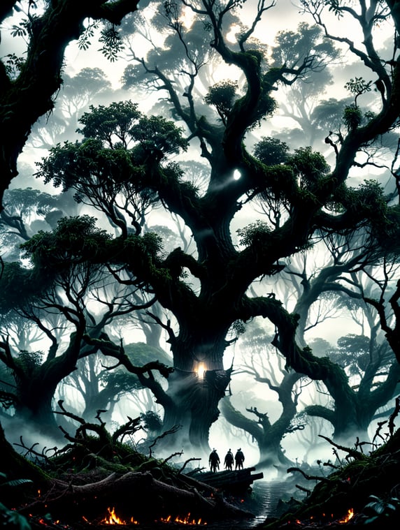 Premium Free ai Images | generate an image of terrifying forest ...