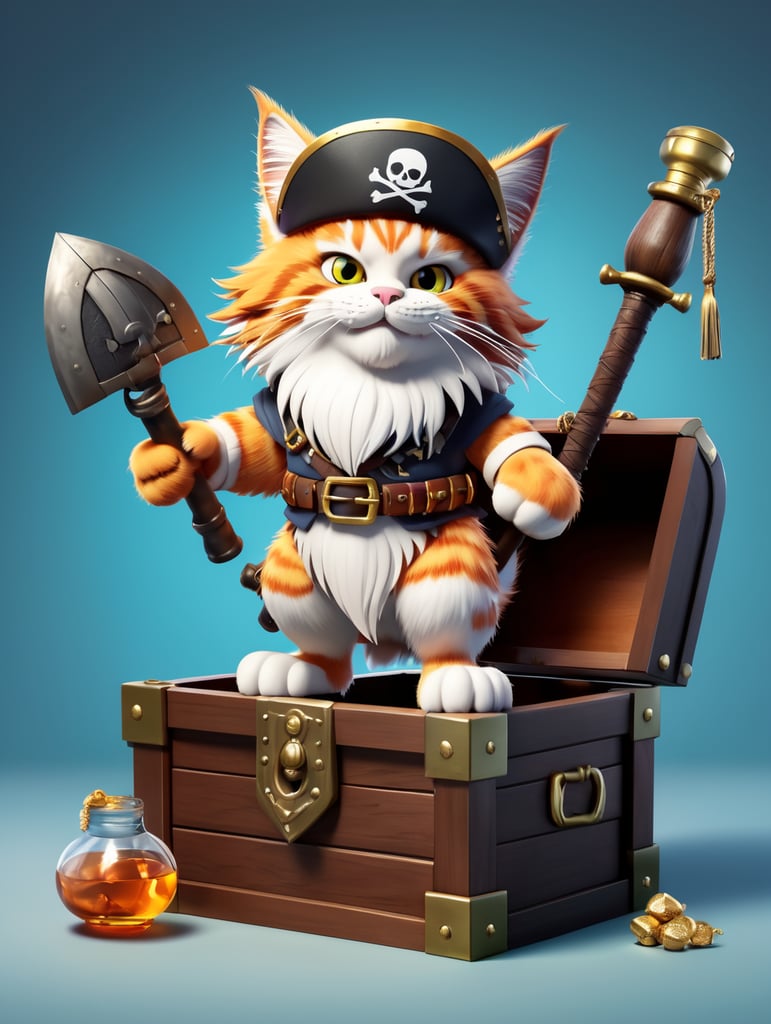 Premium Free ai Images | render of funny cute maine coon cat armed with ...
