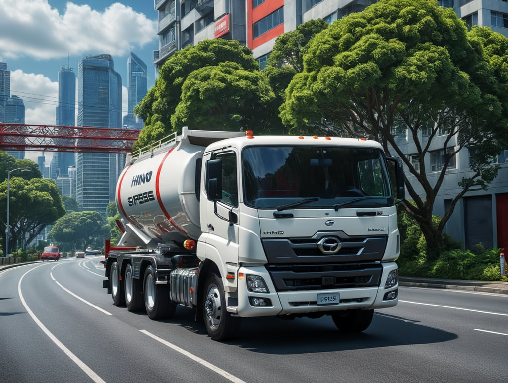 Premium Free ai Images | create image of hino brand truck on modern ...