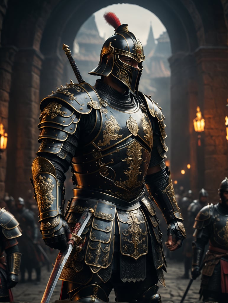 Premium Free ai Images | roman empire medieval samurai armor black armor