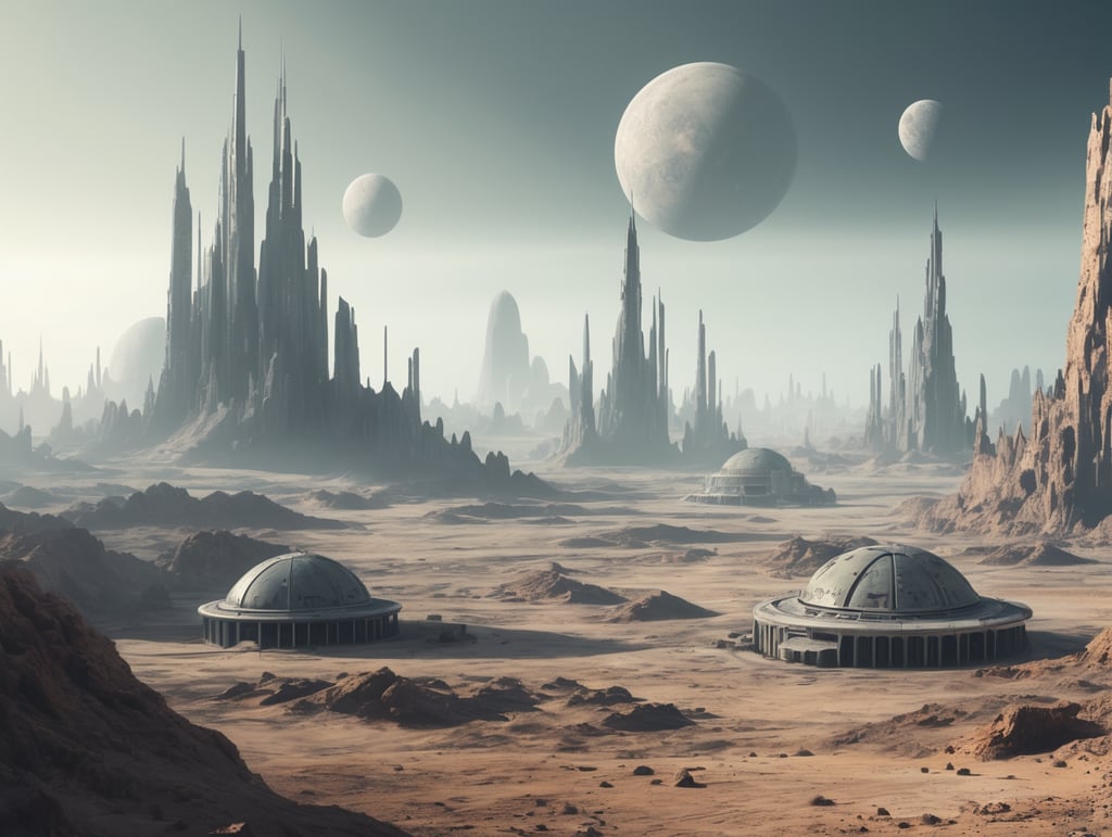Premium Free ai Images | an abandoned alien city on planet with no ...
