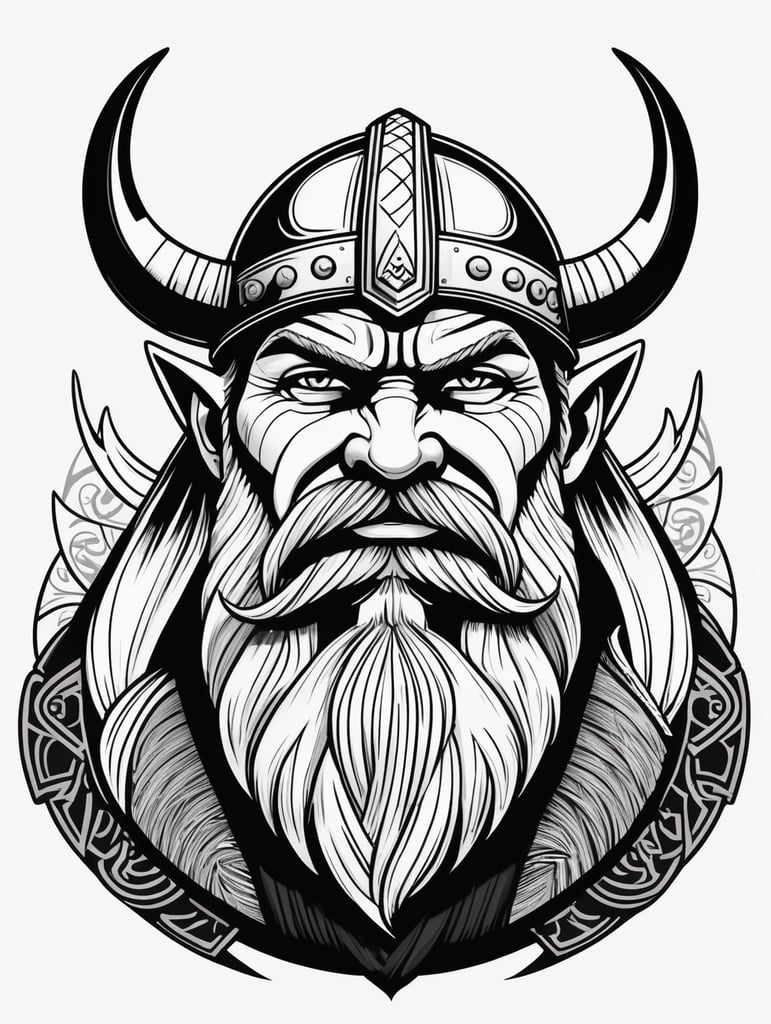 Premium Free ai Images | draw single viking stylistic line character ...
