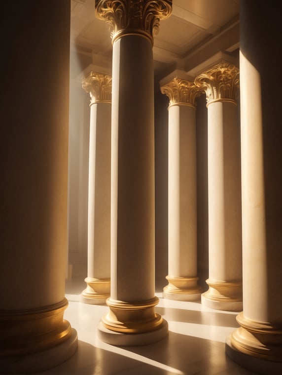 Premium Free ai Images | golden greek column in shaft of light