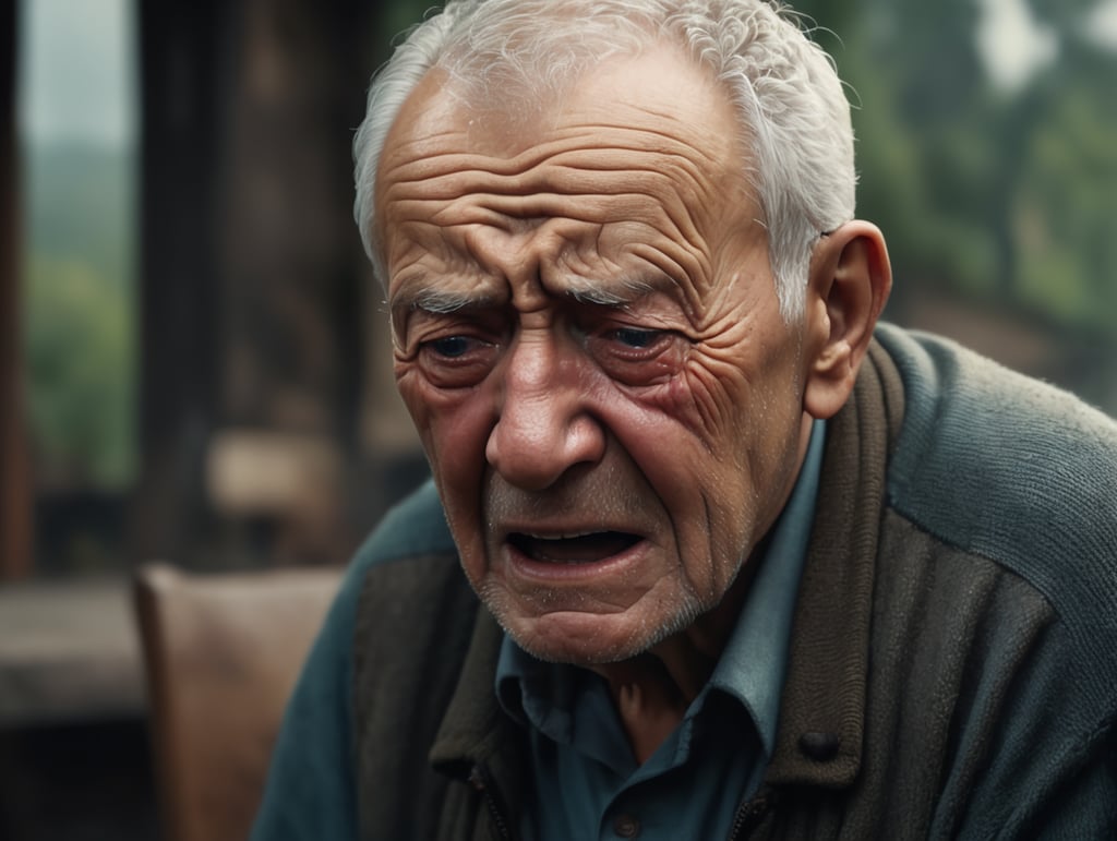 Premium Free ai Images | portrait of an elderly crying man high ...