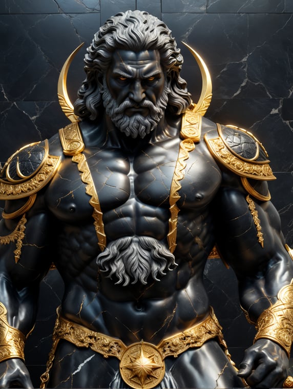 Premium Free ai Images | black matte marble statue of zeus ray of the ...