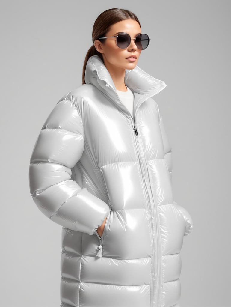 Premium Free ai Images | inflatable white minimalist womens puffer long ...