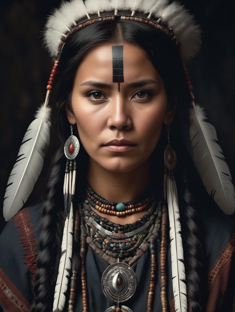 Premium Free ai Images | portrait old western native american daughter ...