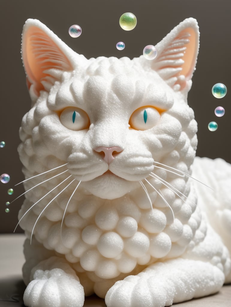 Premium Free ai Images | cat made of soap foam and bubbles