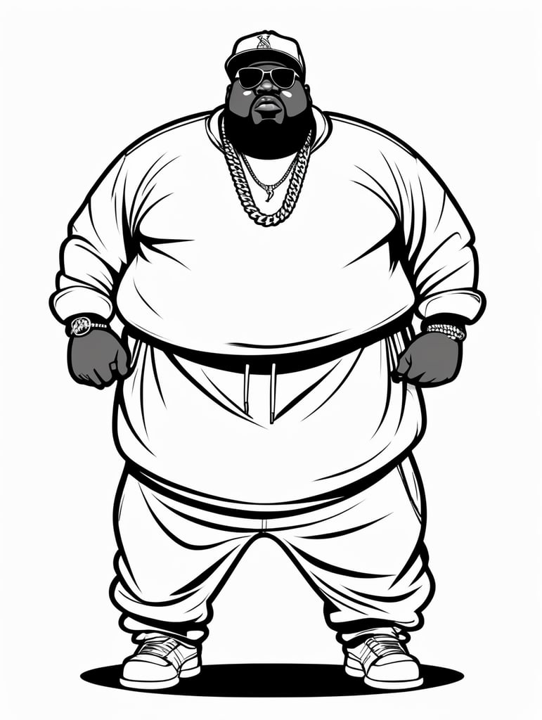 Premium Free ai Images | angry fat black rapper in the style of basic ...