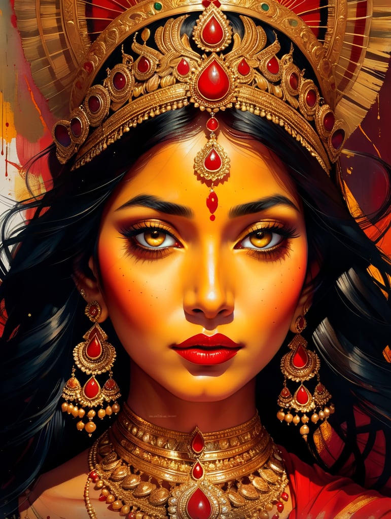 Lumenor AI Image Generation - maa durga bengal rich beautiful red and ...