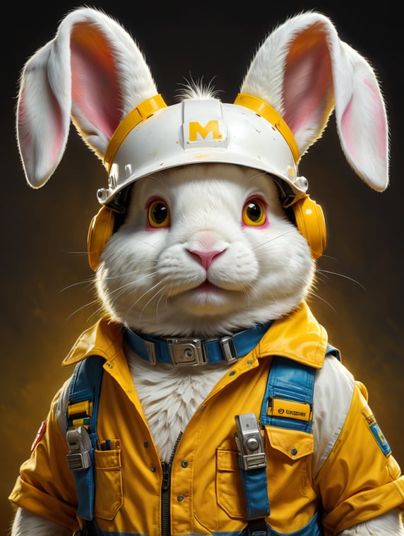 Premium Free ai Images | happy bunny wearing work construction cloths ...