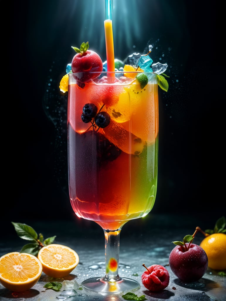 Premium Free ai Images | translucent frozen juice stick on stick bright ...