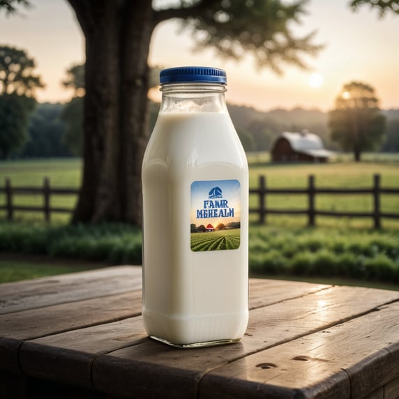 Premium Free ai Images | mockup of square bottle of milk early morning ...