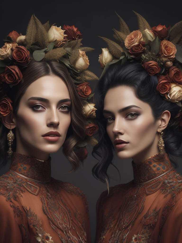 Lumenor AI Image Generation - women twins with flower style of james ...