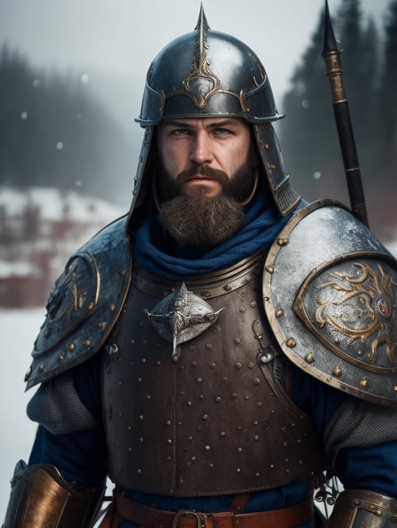 Premium Free ai Images | portrait of medieval slavic warrior with beard ...